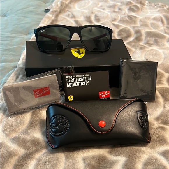 Ray-Ban | Accessories | Authentic Rayban Black Sunglasses With Ferrari ...